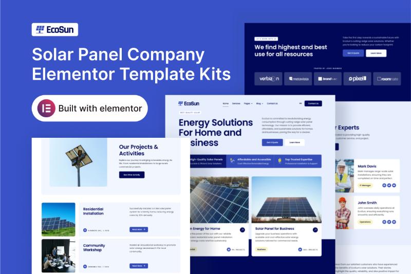 EcoSun – Solar Panel Company Elementor Template Kit